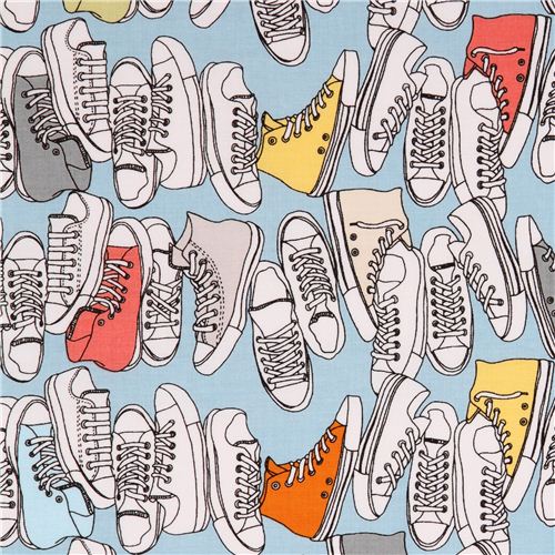 blue Riley Blake retro sneaker fabric Geekly Chic Fabric by Riley Blake ...