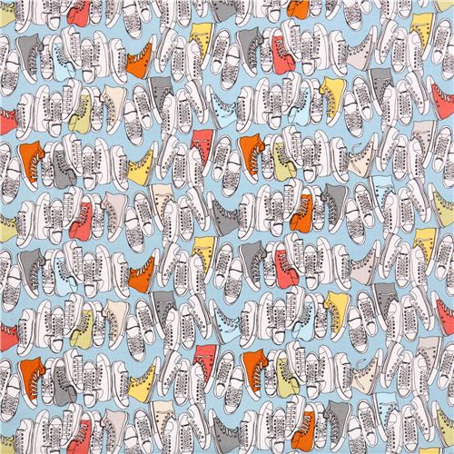 blue Riley Blake retro sneaker fabric Geekly Chic Fabric by Riley Blake ...