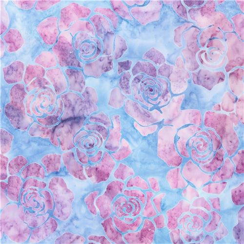 blue Robert Kaufman light purple flower tie dye Batik look fabric ...