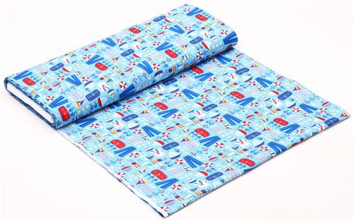 blue Timeless Treasures anchor maritime sailor fabric USA - modeS4u