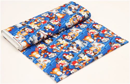 blue Timeless Treasures baseball fan cat animal fabric Fabric by ...