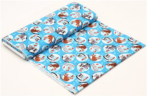 blue Timeless Treasures cat animal fabric fishbowl Fabric by Timeless ...