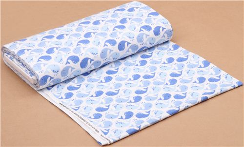 blue Winky Whales Michael Miller whale animal flannel fabric from the ...