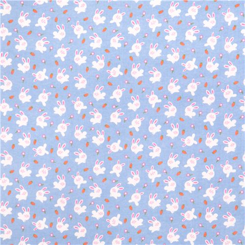 blue bunny carrot flower Michael Miller animal flannel fabric from the ...