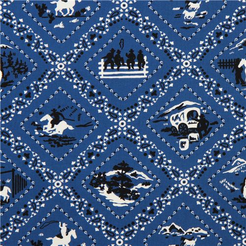 blue cowboy ranch paisley pattern fabric by Robert Kaufman Fabric by ...