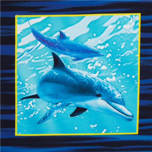 blue dolphin tropical fish panel fabric by QT Fabrics - modeS4u