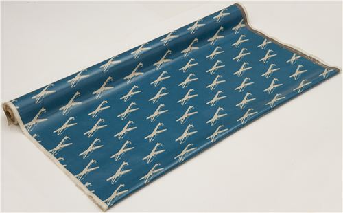 blue echino airplane laminate fabric airplane Fabric by Echino Fabrics ...