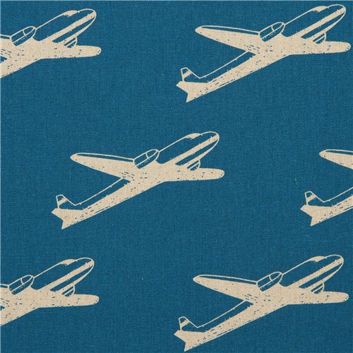 blue echino airplane poplin fabric airplane Fabric by Echino Fabrics ...