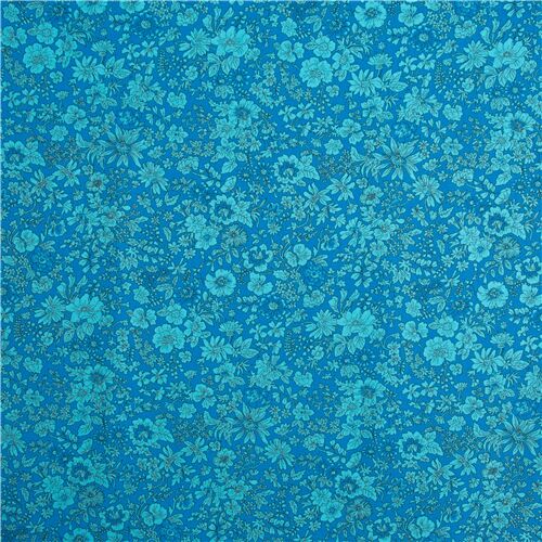 blue fabric with light blue outlined florals by Liberty Fabrics - modeS4u