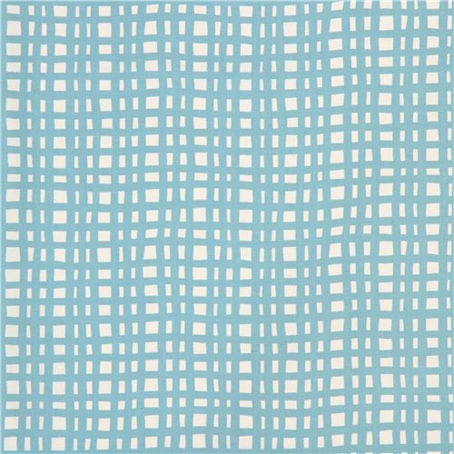 blue fabric with natural color square rectangle by Cotton and Steel ...