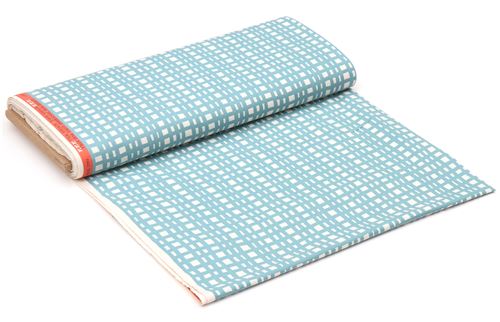 blue fabric with natural color square rectangle by Cotton and Steel ...