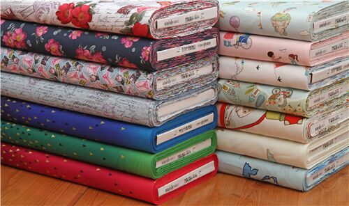 blue fabric with retro cursive writing text by Michael Miller - modeS4u