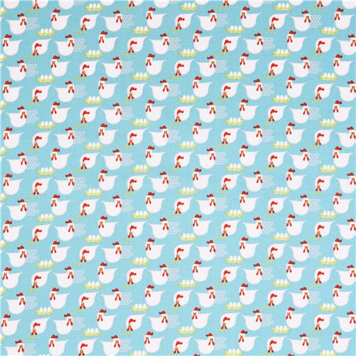 blue farm animal chicken fabric Farm Friends by StudioE Fabric by ...