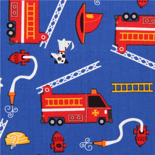 blue fire engine fabric Robert Kaufman USA Ruff N' Tuff Fabric by ...