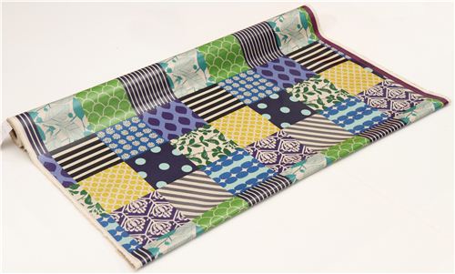 blau-grün-schwarz Patchwork piece echino Laminat Fabric by Echino ...