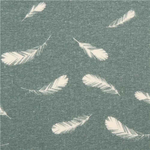 blue grey feather birch organic flannel fabric 'Feathers Mineral ...