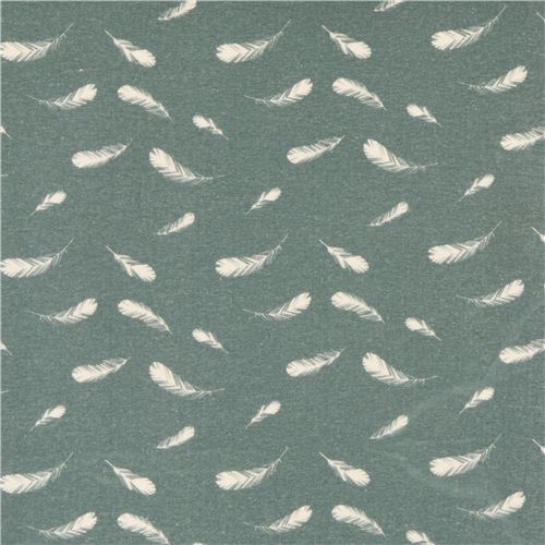 blue grey feather birch organic flannel fabric 'Feathers Mineral ...