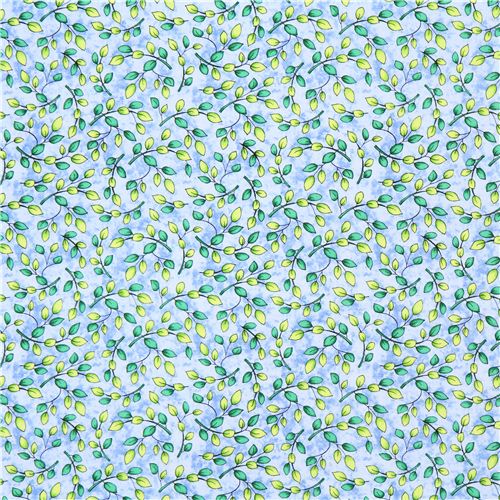 blue leaf flower fabric Bugaboo by Northcott Studio Fabric by Japanese ...