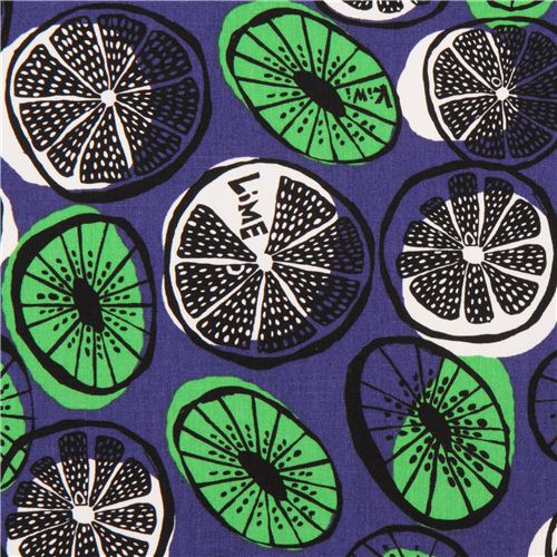 blue lime fruit Oxford fabric from Japan Fabric by Japanese Indie - modes4u
