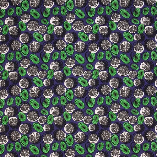 blue lime fruit Oxford fabric from Japan Fabric by Japanese Indie - modes4u