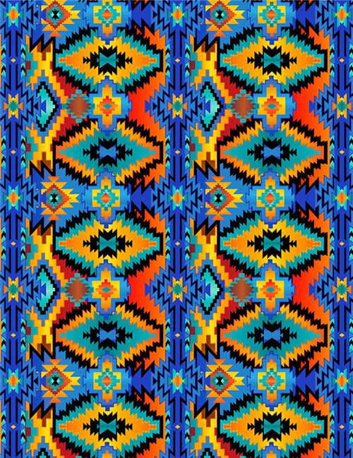 Remnant 26 cm - blue orange black shape pattern fabric Timeless ...