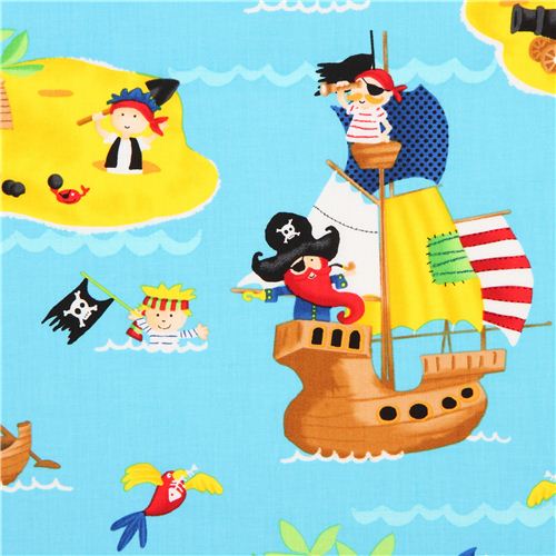 turquoise pirate fabric by Timeless Treasures ship island Fabric by ...