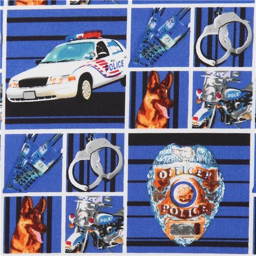 Fat Quarter (50 x 56 cm) - blue police car quilt fabric - modes4u