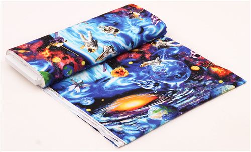blue space astronaut planet fabric Timeless Treasures from the USA ...