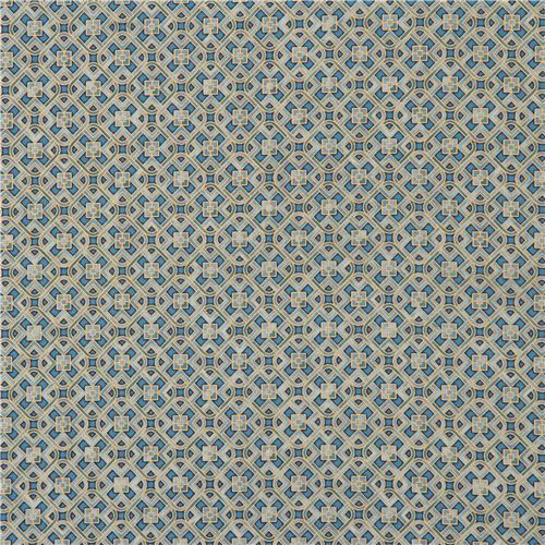 blue square pattern fabric gold metallic by Robert Kaufman USA Fabric ...