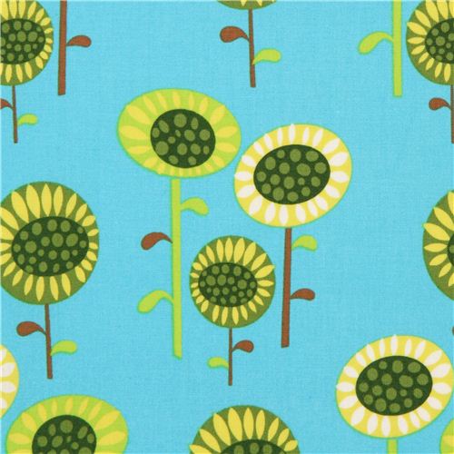 blue sunflower fabric by Robert Kaufman from the USA Fabric by Robert ...