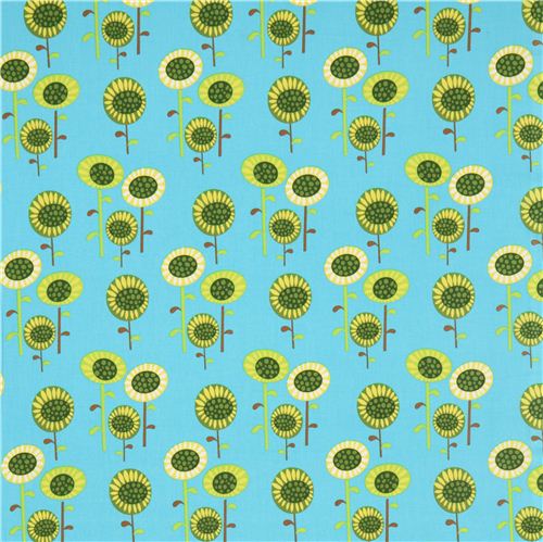blue sunflower fabric by Robert Kaufman from the USA Fabric by Robert ...