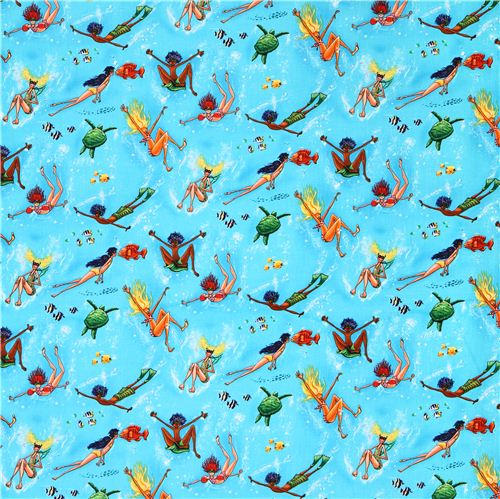 blue swimming diving summer fabric Summertime Elizabeth's Studio from ...