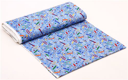 blue tool fabric for boys Busy Builders Fabric by Japanese Indie - modes4u