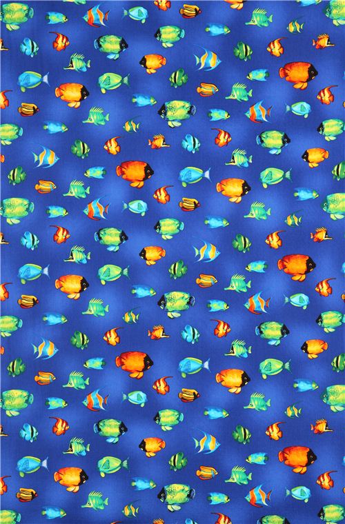 blue tropical fish fabric Robert Kaufman Tropical Reef Fabric by Robert ...