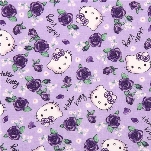 Tela oxford azul violeta flor jardín de rosas gatita Hello Kitty de ...