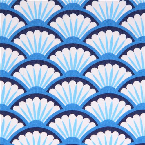 blue white fan Michael Miller fabric Fabric by Michael Miller - modes4u