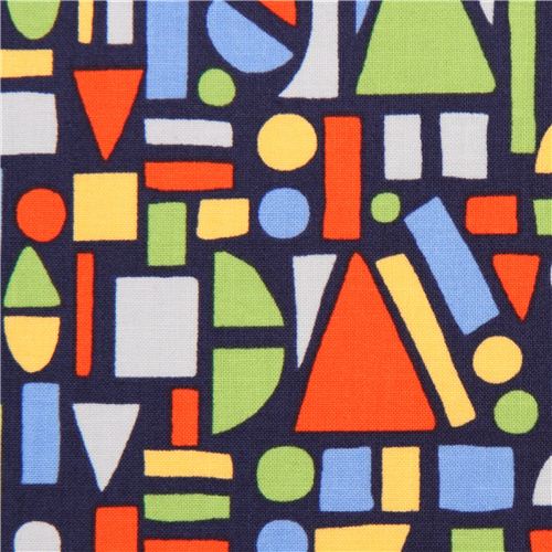 navy blue block fabric Michael Miller wooden blocks Fabric by Michael ...