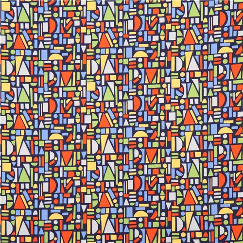 navy blue block fabric Michael Miller wooden blocks Fabric by Michael ...