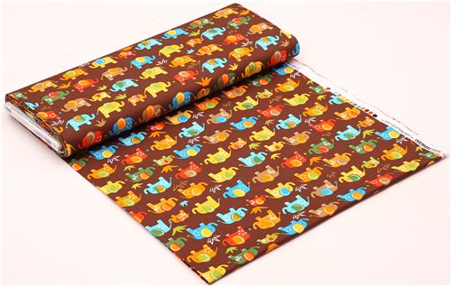 brown elephant fabric by Robert Kaufman Jungle Creatures Fabric by ...