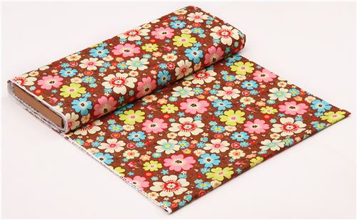 brown mini owls and flower fabric Riley Blake Happy Flappers Fabric by ...