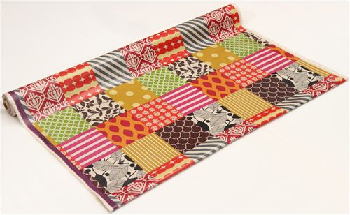 brown-yellow-orange Patchwork piece echino laminate fabric Fabric by ...