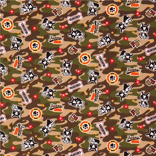 camouflage funny dog bone star fabric Fabric by Japanese Indie - modes4u