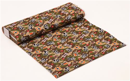 camouflage funny dog bone star fabric Fabric by Japanese Indie - modes4u