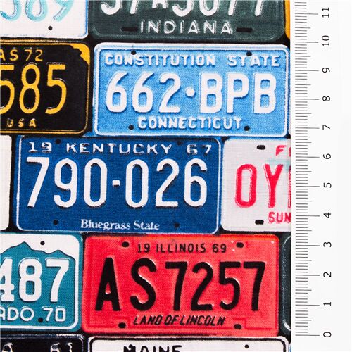 car license plate fabric by Timeless Treasures - modeS4u