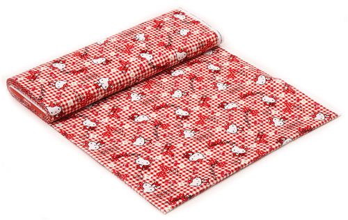 checkered coral pink red white Hello Kitty cherry flower bow oxford ...