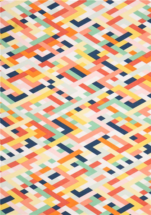 colorful 'True Colors' rectangle pattern Cloud 9 Voile organic cotton ...