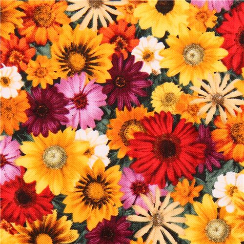colorful autumn flowers fabric Landscape Medley Elizabeth's Studio ...