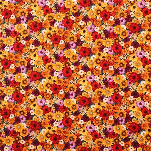 colorful autumn flowers fabric Landscape Medley Elizabeth's Studio ...