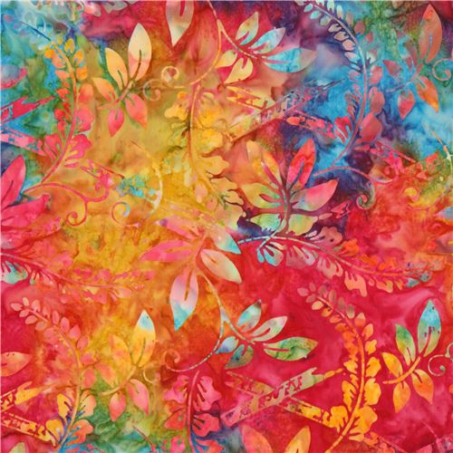 colorful batik leaf fabric by Timeless Treasures Fabric by Timeless ...