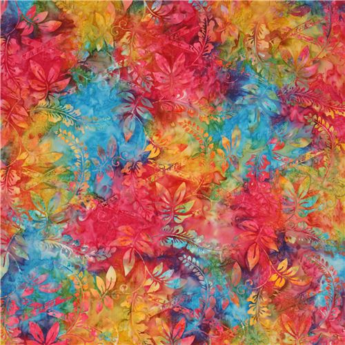 colorful batik leaf fabric by Timeless Treasures Fabric by Timeless ...